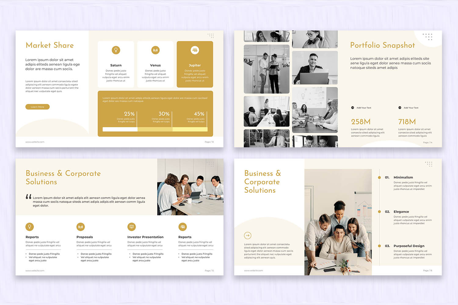 Minimalist Gold & Cream Slides Agency Presentation | Slidestack