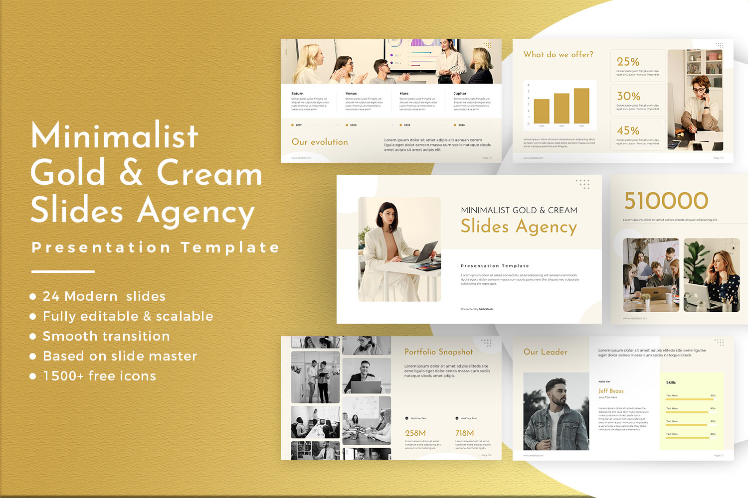 Minimalist Gold & Cream Slides Agency Presentation | Slidestack